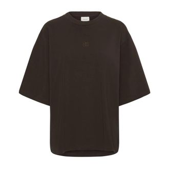 Gestuz Oversized Tee mit gesticktem Logo - - Tops - Damen - Braun - 2XS