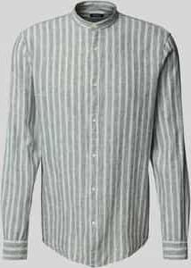 Mc Neal Slim Fit Freizeithemd aus Leinen-Mix mit Maokragen