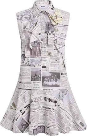 Moschino Femme, Robes, Blanc, Taille: 40 FR Printed cotton poplin dress