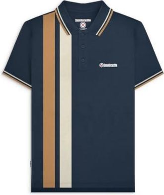 Lambretta Polo &agrave; rayures verticales pour homme, bleu marine, M