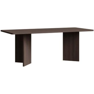 Selsey Selsey QUBEO - Table &agrave; manger 204x90 cm, rectangulaire avec bords arrondis et pi&egrave;tement plein, finition fr&ecirc;ne brun