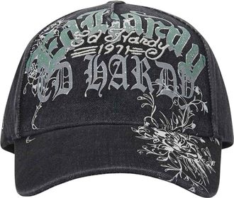Ed Hardy Distressed Floral Gothic 6 Panel Trucker Cap - - Accessories - unisex - Schwarzk - ONE SIZE