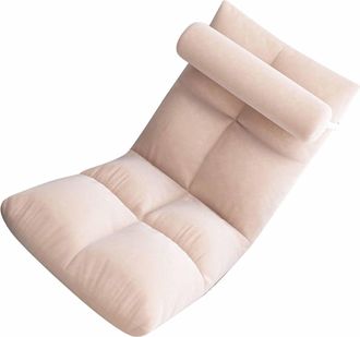 Generic Armloser -Gaming-Stuhl, Metallrahmen, Verstellbare R&uuml;ckenlehne, Weicher Flanell, Faltbarer Bodenstuhl f&uuml;r das Arbeiten Im Spielzimmer (PINK)