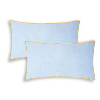 CaliTime Wurf Kissenbez&uuml;ge Pack von 2 Super Soft Faux Wildleder Gold Piping Edge Akzent Kissenbez&uuml;ge f&uuml;r Couch Bett Sofa Bauernhaus Dekorative 30cm X 50cm Hell