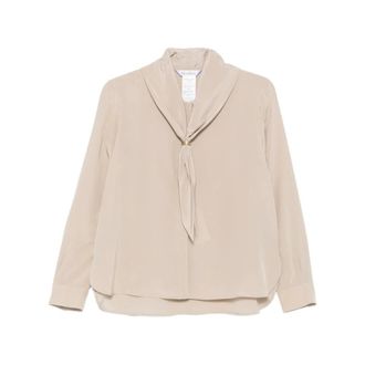 Max Mara Seidenbluse mit Schleife - - Blouses & Shirts - Damen - Beige - S