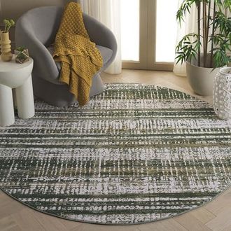 Safavieh Zeitgenössische Wohnzimmer, Esszimmer, Schlafzimmer - Prestige, Niedriger Stapel, Elfenbein und Grün, 201 X 201 cm