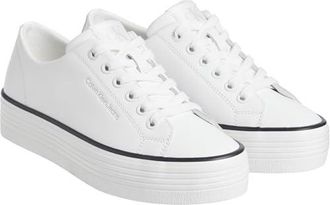 Calvin Klein Baskets Vulcanis&eacute;es Femme Bold Low en Cuir, Blanc (Bright White/Black), 40