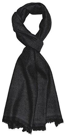 Lorenzo Cana Echarpe de 100% Cachemire pour lhomme - écharpe en nuances naturelles, 30 x 180 cm - moelleux et noble - en noir anthracite ton sur ton, à chevrons