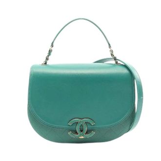 Chanel Pre-owned Sac bandouli&egrave;re matelass&eacute; 2 fa&ccedil;ons en cuir - Femme - Pre-owned - Vert - Taille: ONE Size