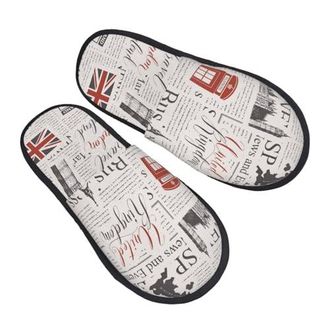 Generic Pantoufle Maison Th&egrave;me Des Monuments Du Royaume-Uni Et De Londres Chaussons Maison Portative Hiver Chaussures Chaudes Confortable Hiver Pantoufles Pou