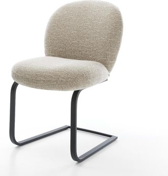 DELIFE Freischwinger Nube-Flex Webstoff Soft Beige Freischwinger flach Schwarz Taschenfederkern, Esszimmerst&uuml;hle
