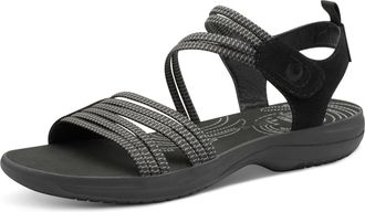 Jana Coshy Damen Sandalen flach mit Klettverschluss Sportlich, Schwarz (Black), 36 EU