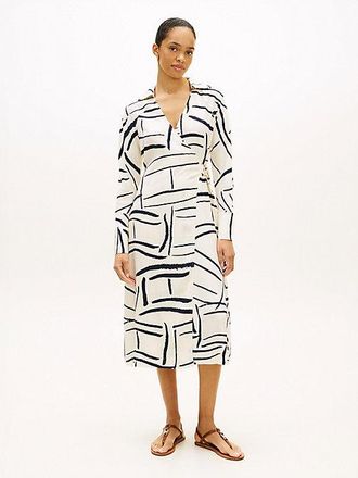 Tommy Hilfiger Robe portefeuille midi d&eacute;contract&eacute;e