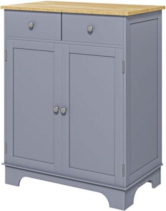 HOMCOM Homcom - Buffet multi-rangement 2 portes avec étagère réglable 2 tiroirs coulissants bois dhévéa mdf gris
