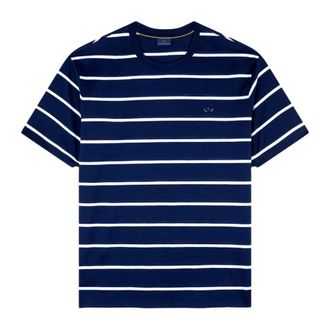 Paul & Shark Gestreiftes Baumwoll-T-Shirt mit Metallhai - - Tops - Herren - Blau - XL
