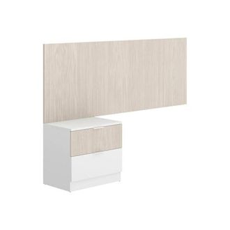 Dmora Kopfteil Focone, Kopfende, Bettkopfteil, Kopfbrett, 146x34 h106 cm, Weiß und Eiche