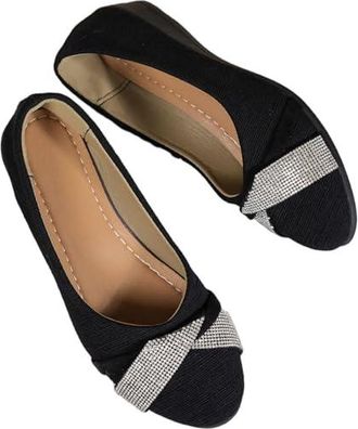 Generic Chaussures compens&eacute;es orthop&eacute;diques l&eacute;g&egrave;res &agrave; strass pour femme - Talon moyen bas - Style d&eacute;contract&eacute; - Pour le travail, Noir, 40.5 EU