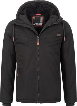 Alessandro Salvarini Veste dhiver chaude à capuche AS-331 pour homme, Noir, S