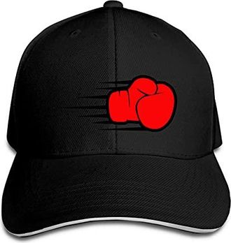 Hdadwy Gants de Boxe Rouges Casquette de Baseball r&eacute;glable Papa Chapeau Vintage Unisexe Sandwich Casquette Denim Chapeau Hip Hop Camionneur Chapeau Chapeaux 
