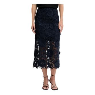 Rotate 3D-Spitzen-Bleistiftrock - - Skirts - Damen - Blau - M
