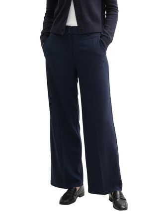 Tom Tailor Damen Lea Wide Leg Hose mit Bügelfalte, 10668 - Sky Captain Blue, 34/32