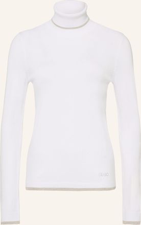 Liu Jo Liu Jo Rollkragenpullover Mit Glitzergarn Und Schmucksteinen weiss