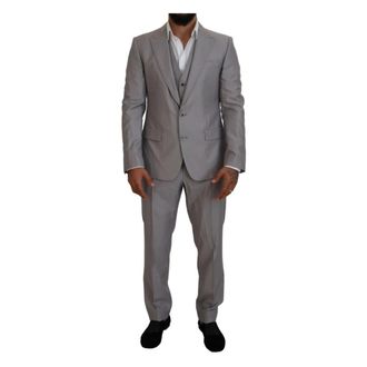 Dolce & Gabbana Wollseide Slim Fit Anzug- 3-teilig - - Suits - Herren - Grau - XL
