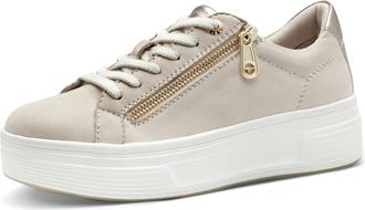 Tamaris Comfort Damen Plateau Sneaker mit Reißverschluss Low Top, Beige (Beige Nubuk), 36 EU