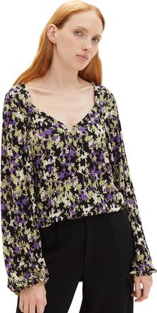 Tom Tailor Damen 1038371 T-Shirt Bluse mit Muster, 32418-lilac Green Flower Print, M