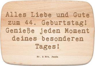 Mr. & Mrs. Panda Fr&uuml;hst&uuml;cksbrett Spruch 44. Geburtstag - Geschenk, Geburtstag feiern, Zuneigung, Holzbrett, Schneidebrett, Alles Liebe und Gute zum