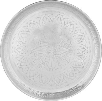 Butlers (6 St&uuml;ck) Deko-Teller geh&auml;mmert rund 45cm Aluminium in Silber -Oriental Lounge- handgefertigtes Serviertablett | Tischdeko, Kerzenteller, Deko Tablett