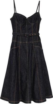 Self Portrait Denim Flared Midi Dress - - Dresses - Damen - Blau - S