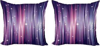 Abakuhaus Aubergine Kissenbezug Set (2Stück), Bunte Balken Linien, doppelseitiges Digitaldruckdekor mit Reißverschluss, 45 cm, Mehrfarbig