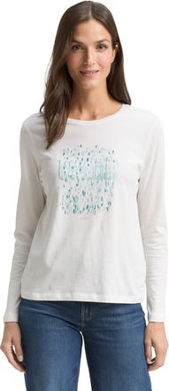 Tom Tailor Damen 1048951 Langarmshirt Mit Print, 10315 - Whisper White, XXL EU