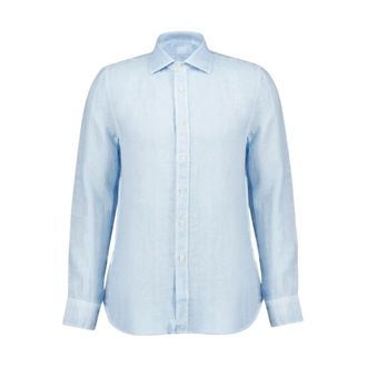 120% Lino Homme, Chemises, Bleu, Taille: XL Chemise en lin bleu ciel