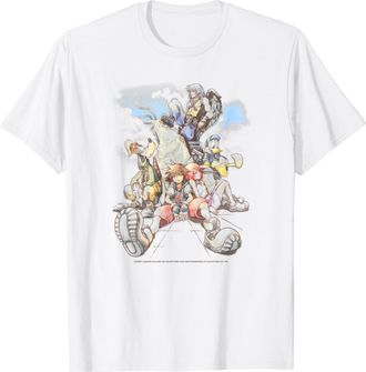 Disney Kingdom Hearts Group Shot Deep Dive Sketch T-Shirt