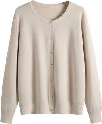 Generic Cardigan pour femme grande taille en tricot à boutons léger décontracté ample couleur unie cardigan ouvert sur le devant vêtements dextérieur amples à