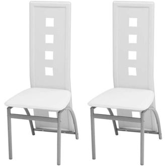 vidaXL Vidaxl - Chaises &agrave; manger lot de 2 blanc similicuir