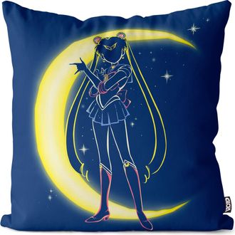 Void Watches Bunny Mondsichel Kissenbezug Kissenhülle Polyester wasserfest Outdoor Sailor mondstein Luna Manga Moon Anime, Kissen Größe:80 x 80 cm, Kissen Farbe:Bl