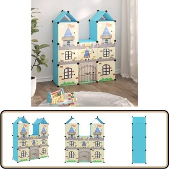 vidaXL Kinderschrank Modular mit 8 Würfeln Blau pp - Kindermöbel - Spielzimmer Organisation - Regalböden - Stauraumlösung - Kindersicher