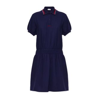 Versace Besticktes Polo-Minikleid aus Baumwoll-Piqu&eacute; mit Logo - - Dresses - Damen - Blau - L