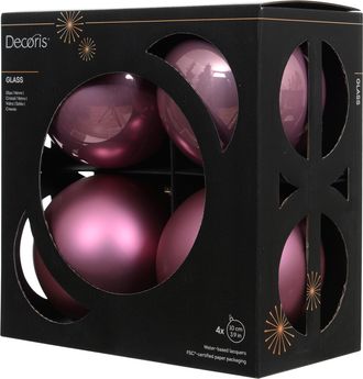 Kaemingk Weihnachtskugeln Glas 10cm 4 Stück - matt & glänzend - Große Christbaumkugeln Weihnachtsbaumkugeln für Weihnachten - Christbaumschmuck & Weihnachtsbau