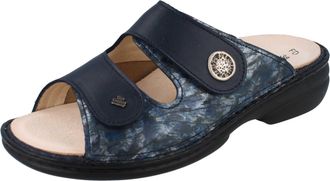 Finn Comfort Zeno Damen Pantolette dunkelblau Nubukleder Stretch (EU Schuhgr&ouml;&szlig;ensystem, Erwachsene, Damen, Numerisch, Breit, 41)