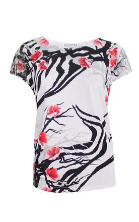 Passioni T-Shirt mit Kirschbl&uuml;ten- und Zweigen-Print