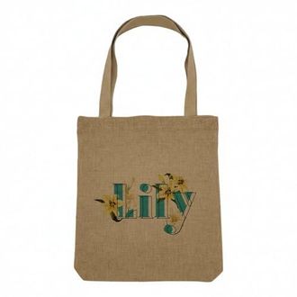 Fabulous Sac Shopping Tote Bag Aspect Lin - Lily Flowers Minimalist Chic Garden Love - Sac de Courses Toile Epaisse 360g Beige Naturel Cabas Port&eacute; Epaule Solid