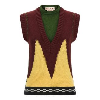 Marni Femme, Pulls, Rouge, Taille: 34 FR Gilet superpos&eacute; trompe-loeil