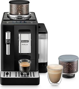 DeLonghi Rivelia - Perfetto Kaffeevollautomat mit Milchaufschäumer, 8 One-Touch-Getränke, Touch-Display, austauschbare Bohnenbehälter zum Wechseln der Kaffeebo
