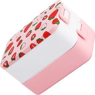 Pretyzoom Bo&icirc;te Bento Portable 2 Niveaux &Eacute;tanche Motif Fraise Conteneur D&eacute;jeuner 7.5X7.5X4.7 Pouces Rangement Alimentaire Pratique Pour &Eacute;tudiants Et Travailleur