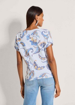 Madeleine Strickpullover Druckpullover mit Allover-Print Sommerpullover mit Rundhals, gerippten Abschl&uuml;ssen und Halbarm