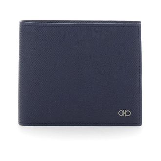 Ferragamo Homme, Accessoires, Bleu, Taille: ONE Size Micro Gancini Bi-Fold Wallet